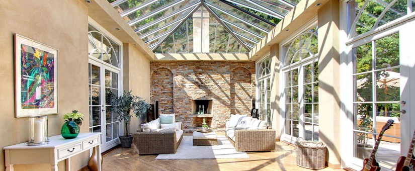 Conservatory with fireplace made by Domo Architects – Attractive ...
